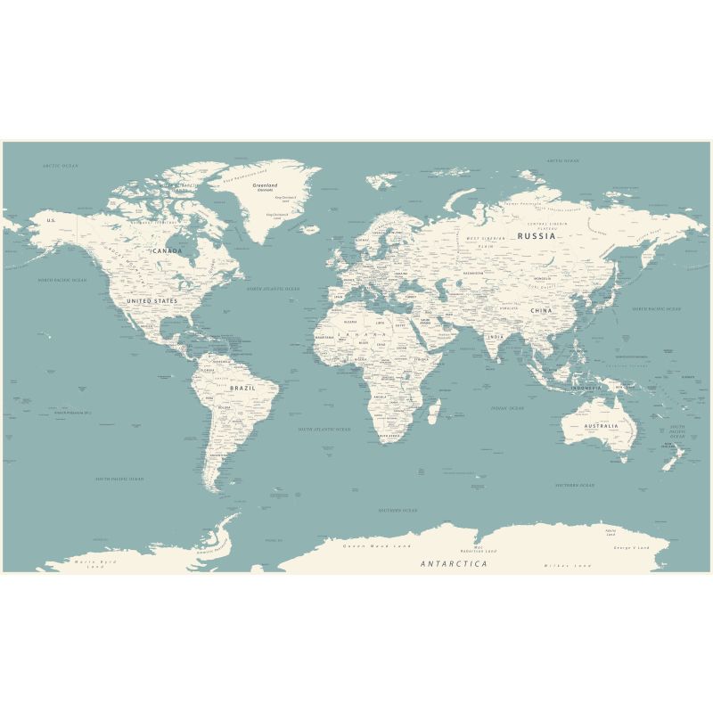 Poster - World Map / Pale Blue